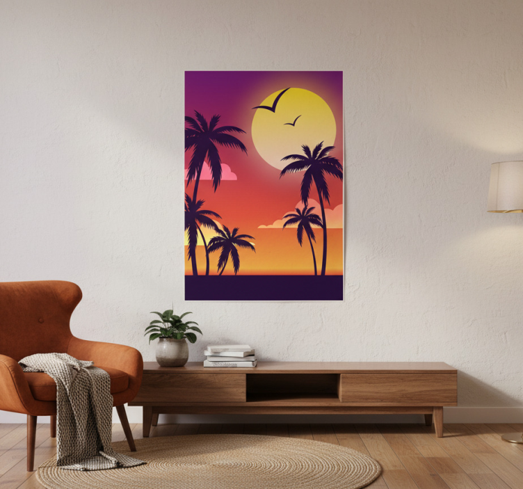 Poster paisaje atardecer de los 70 vertical